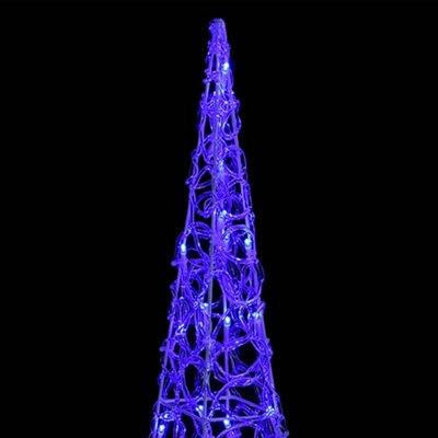 Berkfield Acrylic Decorative LED Light Cone Blue 90 cm