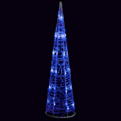 Berkfield Acrylic Decorative Pyramid LED Light Cone Blue 60 cm