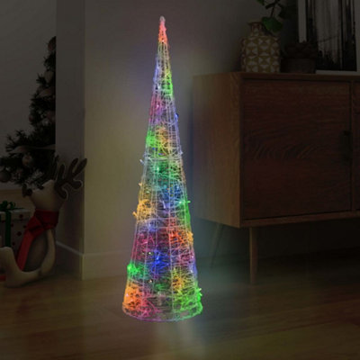 Berkfield Acrylic Decorative Pyramid LED Light Cone Colourful 120 cm