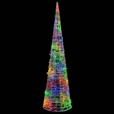 Berkfield Acrylic Decorative Pyramid LED Light Cone Colourful 120 cm