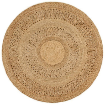 Berkfield Area Rug Hand-braided Jute 120 cm Round