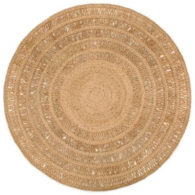 Berkfield Area Rug Hand-braided Jute 180 cm Round | DIY at B&Q