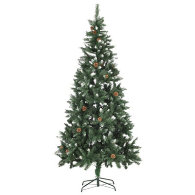 Berkfield Artificial Christmas Tree with LEDs&Ball Set Pine Cones 210 cm