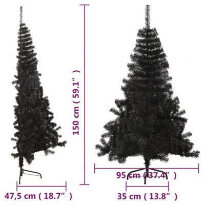 Berkfield Artificial Half Christmas Tree with Stand Black 150 cm PVC