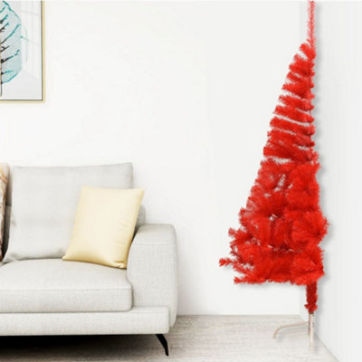 Berkfield Artificial Half Christmas Tree with Stand Red 240 cm PVC ...