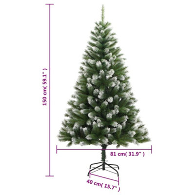 Berkfield Artificial Hinged Christmas Tree with Flocked Snow 150 cm
