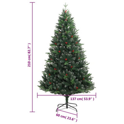 Berkfield Artificial Hinged Christmas Tree with Red Berries 210 cm