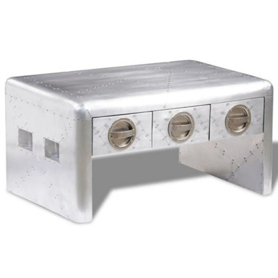 Berkfield Aviator Coffee Table 3 Drawers Vintage Aircraft Airman Style ...