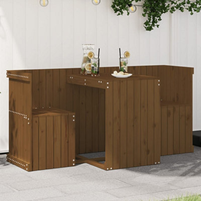 Berkfield Balcony Set 2 Seater Honey Brown Solid Wood Pine