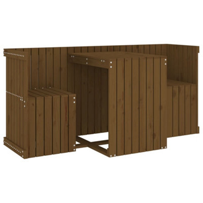 Berkfield Balcony Set 2 Seater Honey Brown Solid Wood Pine