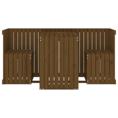Berkfield Balcony Set 2 Seater Honey Brown Solid Wood Pine