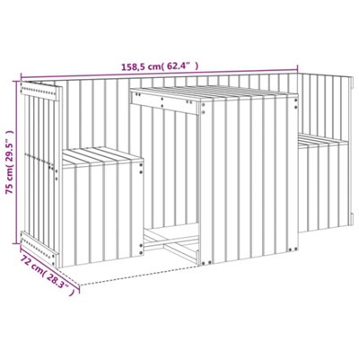 Berkfield Balcony Set 2 Seater Honey Brown Solid Wood Pine