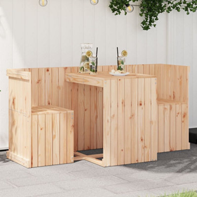 Berkfield Balcony Set 2-Seater Solid Wood Pine