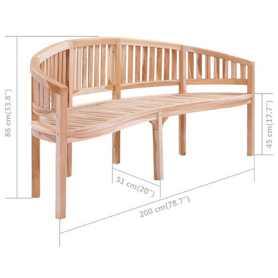 Berkfield Banana Bench 200 cm Solid Teak Wood
