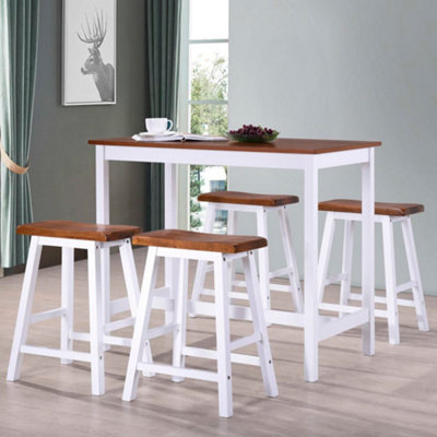 Berkfield Bar Table and Stool Set 5 Pieces Solid Wood