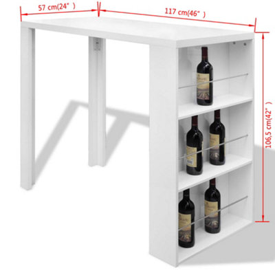 Berkfield Bar Table MDF with Wine Rack High Gloss White