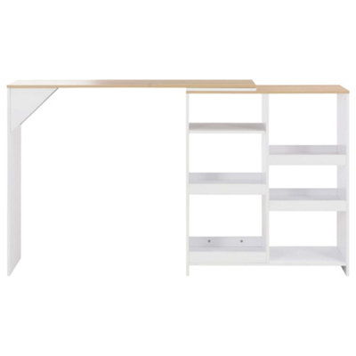 Berkfield Bar Table with Moveable Shelf White 138x39x110 cm