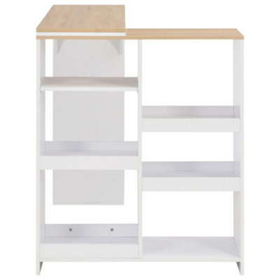 Berkfield Bar Table with Moveable Shelf White 138x39x110 cm