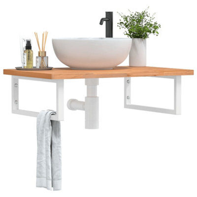 Berkfield Basin Shelf Wall Mounted Steel and Solid Wood Beech