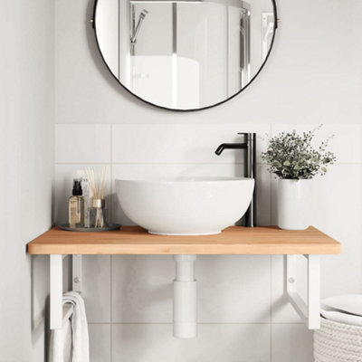 Berkfield Basin Shelf Wall Mounted Steel and Solid Wood Beech