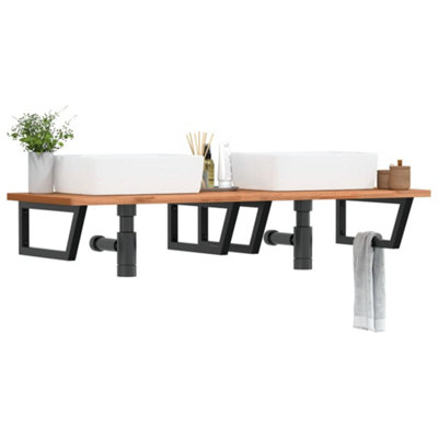 Berkfield Basin Shelf Wall Mounted Steel and Solid Wood Beech
