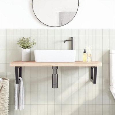 Berkfield Basin Shelf Wall Mounted Steel and Solid Wood Beech