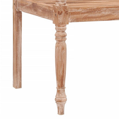 Berkfield Batavia Bench 120 cm White Wash Solid Teak Wood