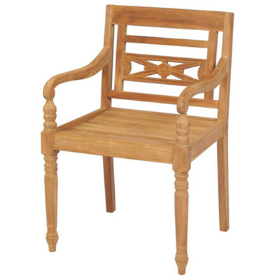 Berkfield Batavia Chairs 2 pcs Solid Teak Wood | DIY at B&Q