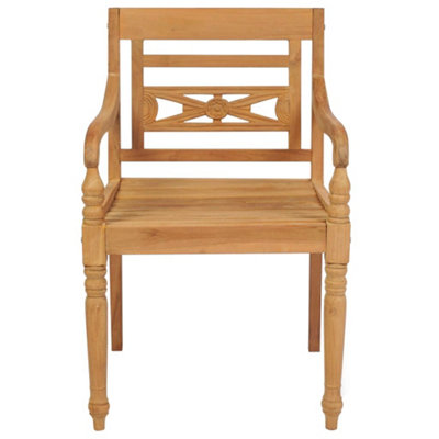 Berkfield Batavia Chairs 2 pcs Solid Teak Wood | DIY at B&Q