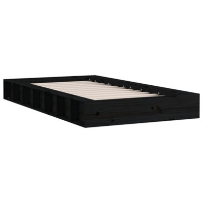 Berkfield Bed Frame Black 135x190 cm Double Solid Wood