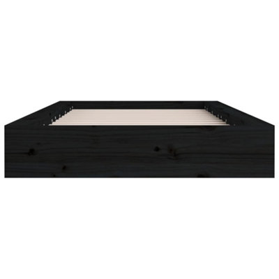 Berkfield Bed Frame Black 135x190 cm Double Solid Wood