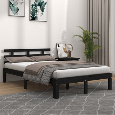 Berkfield Bed Frame Black Solid Wood 200x200 cm | DIY at B&Q