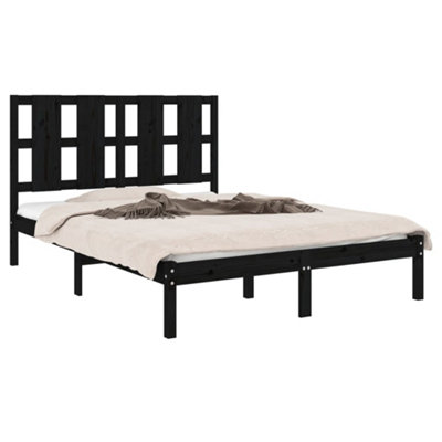 Berkfield Bed Frame Black Solid Wood Pine 120x200 cm | DIY at B&Q
