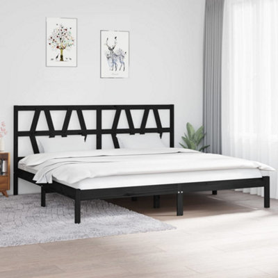 Berkfield Bed Frame Black Solid Wood Pine 200x200 cm | DIY at B&Q