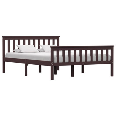 Berkfield Bed Frame Dark Brown Solid Pinewood 140x200 cm