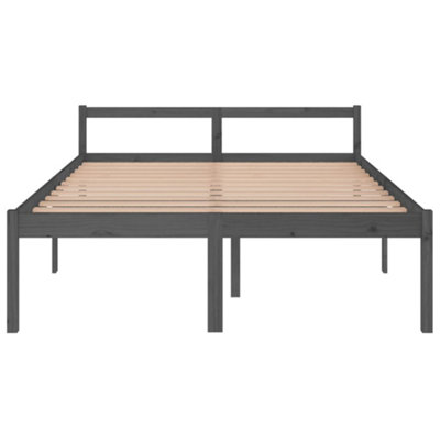 Berkfield Bed Frame Grey Solid Wood Pine 150x200 cm King Size