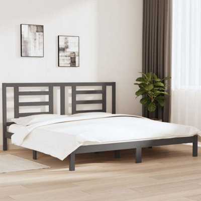 Berkfield Bed Frame Grey Solid Wood Pine 200x200 cm | DIY at B&Q