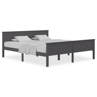 Berkfield Bed Frame Grey Solid Wood Pine 200x200 cm