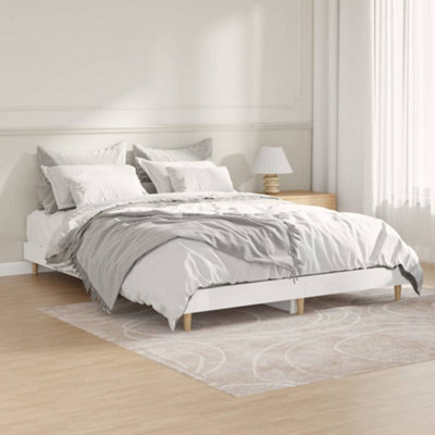 Berkfield Bed Frame High Gloss White 140x190 cm Engineered Wood | DIY ...