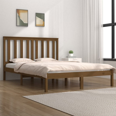 Berkfield Bed Frame Honey Brown Solid Wood Pine 200x200 cm | DIY at B&Q