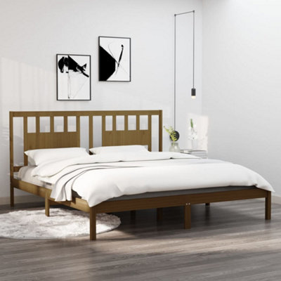 Berkfield Bed Frame Honey Brown Solid Wood Pine 200x200 cm | DIY at B&Q
