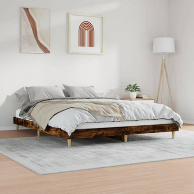 Berkfield Bed Frame Smoked Oak 140x200 cm Engineered Wood