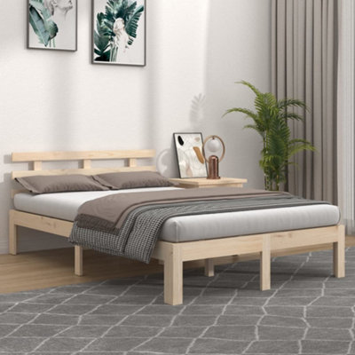 Berkfield Bed Frame Solid Wood 140x190 cm | DIY at B&Q