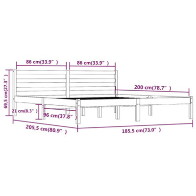 Berkfield Bed Frame Solid Wood Pine 180x200 cm White Super King Size