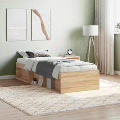 BERKFIELD BED FRAME SONOMA OAK 75X190 CM SMALL SINGLE
