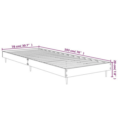 Berkfield Bed Frame White 75x190 cm 2FT6 Small Single Engineered Wood