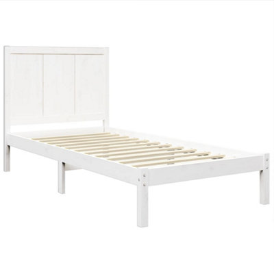 Berkfield Bed Frame White Solid Wood Pine 75x190 cm 2FT6 Small Single