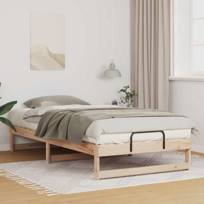 Berkfield Bed Frame with Carry Handles Brown Solid pine wood