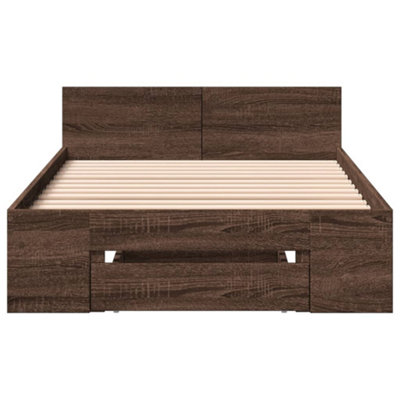 Berkfield Bed Frame with Drawer without Mattress Brown Oak 75x190 cm ...