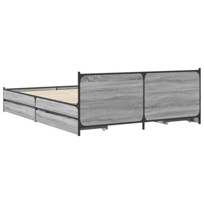 Berkfield Bed Frame with Drawers without Mattress Grey Sonoma 135x190 ...